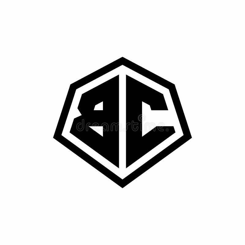 BC Monogram Logo with Hexagon Shape and Line Rounded Style Design ...