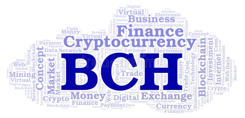 BCH or Bitcoin Cash Cryptocurrency Coin Word Cloud. Stock Illustration ...
