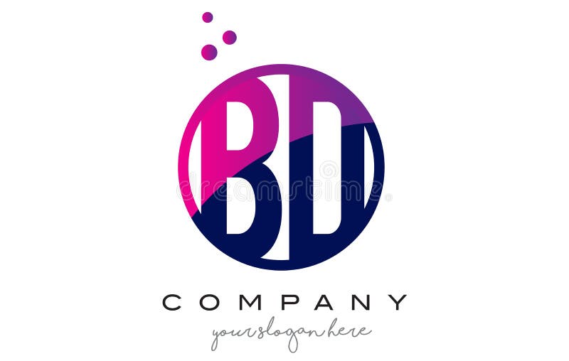 BD B D Circle Letter Logo Design with Purple Dots Bubbles Stock Vector ...