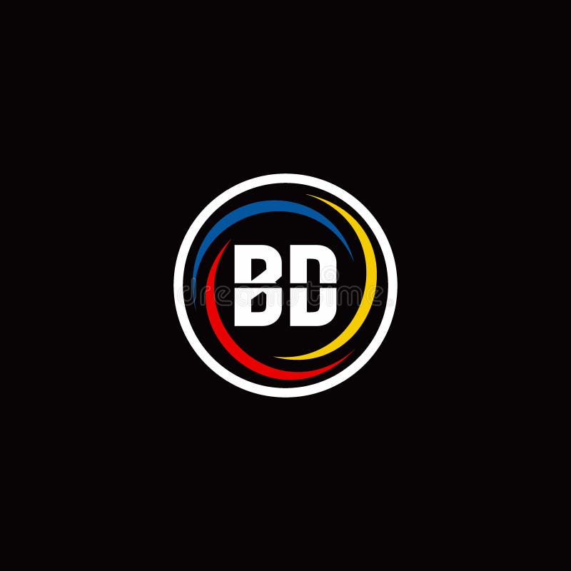 BD Monogram Logo Isolated on Circle Shape with 3 Slash Colors Rounded ...