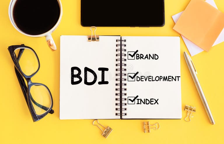BDI - Brand Development Index. Text on Notepad and Office Accessories ...