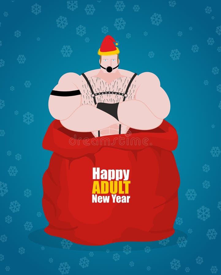 Bdsm Sex Slave In Red Bag Of Santa Claus Happy Adult New Year Stock Vector Illustration Of