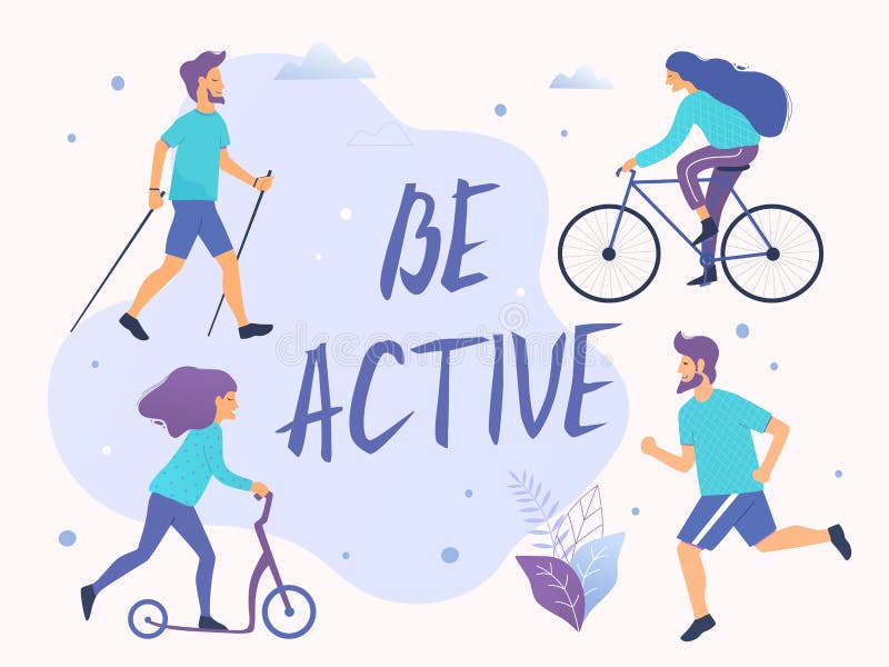 Be Active Vector Illustration. Healthy Active Lifestyle Stock ...