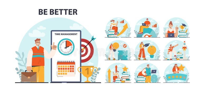 Be Better Concept Set. Education and Self-development Stock Vector ...