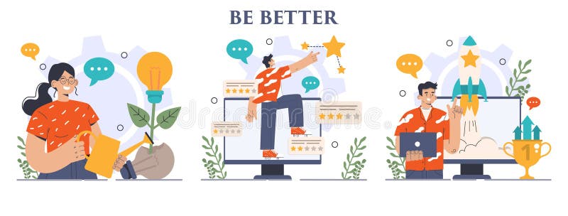 Be Better Concept Set. Improvement and Development Idea Stock Vector ...