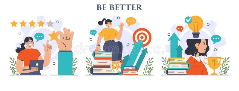Be Better Concept Set. Improvement and Development Idea Stock Vector ...