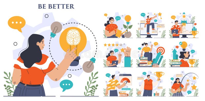 Be Better Concept Set. Improvement and Development Idea Stock Vector ...