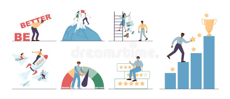 Be Better Concept Set. Self Esteem Boosting, Self-improvment Stock ...