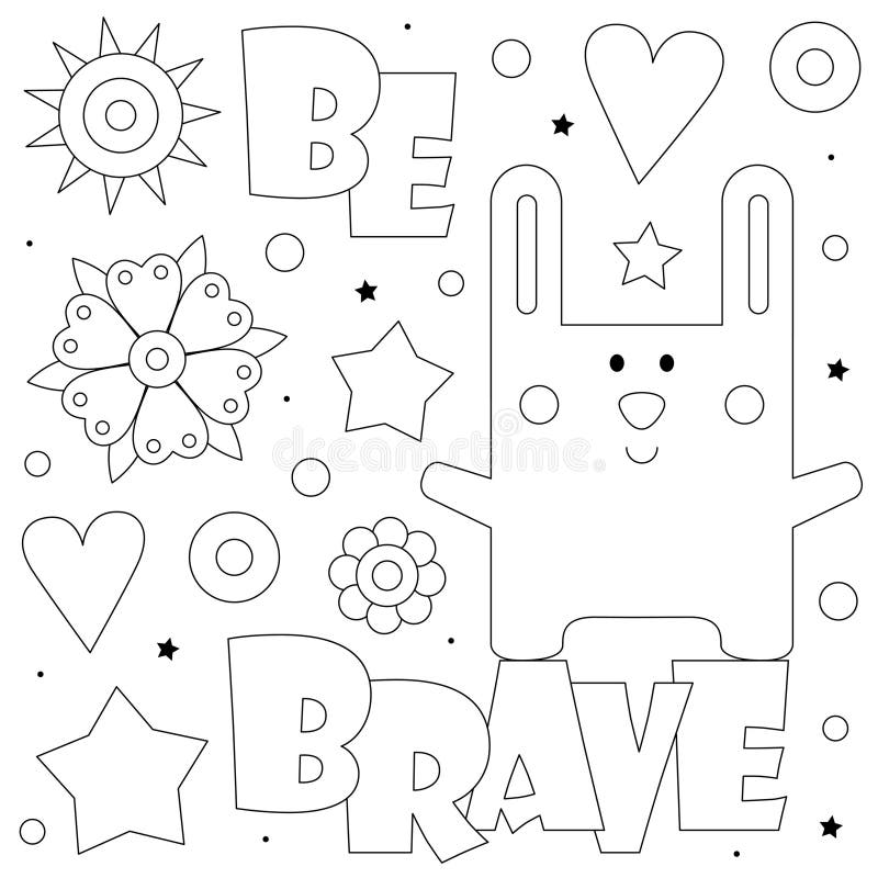 Be Brave. Coloring Page. Vector Illustration of a Rabbit Stock Vector ...