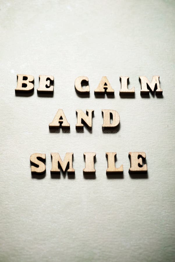 Be calm and smile text stock image. Image of page, decoration - 182168273
