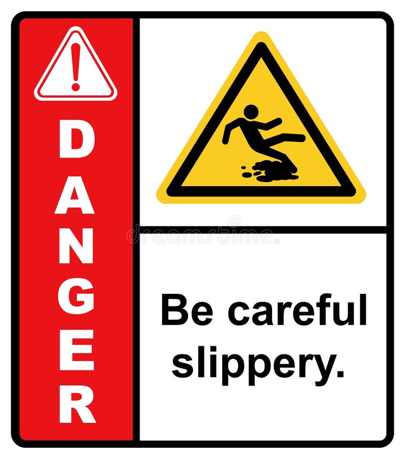 Be Careful Slippery.,oily Surface.,Danger Sign Stock Vector ...