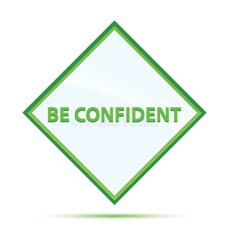 Be Confident Modern Abstract Green Diamond Button Stock Illustration ...