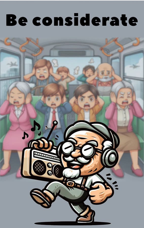 Be Considerate Campaign Poster Loud Music in Bus Stock Image - Image of ...