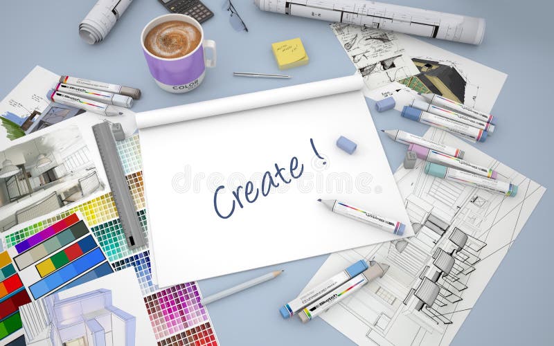 Architect, Work in Progress Stock Illustration - Illustration of ...