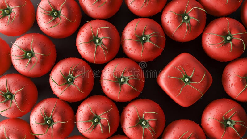 Be a Different Concept, Cube Tomatoes, 3d Render Stock Illustration ...