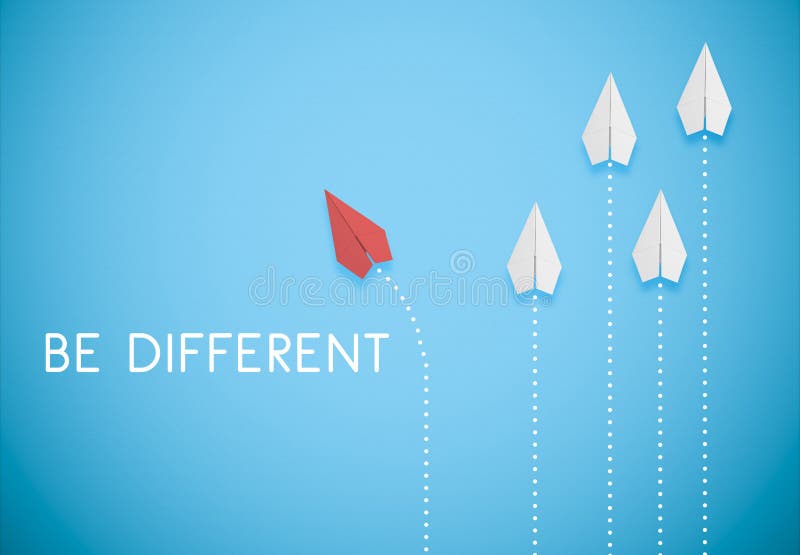 Be Different Concept. Red Paper Airplane is Flying in Different ...