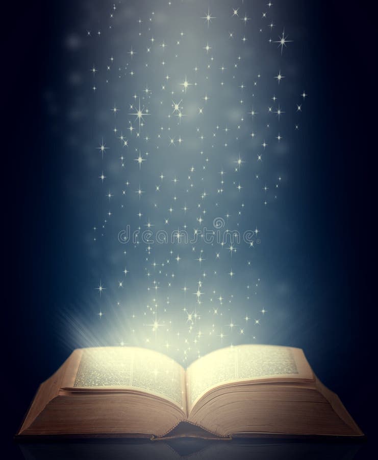 Be Drawn into New Worlds. Shot of an Open Storybook with Light ...
