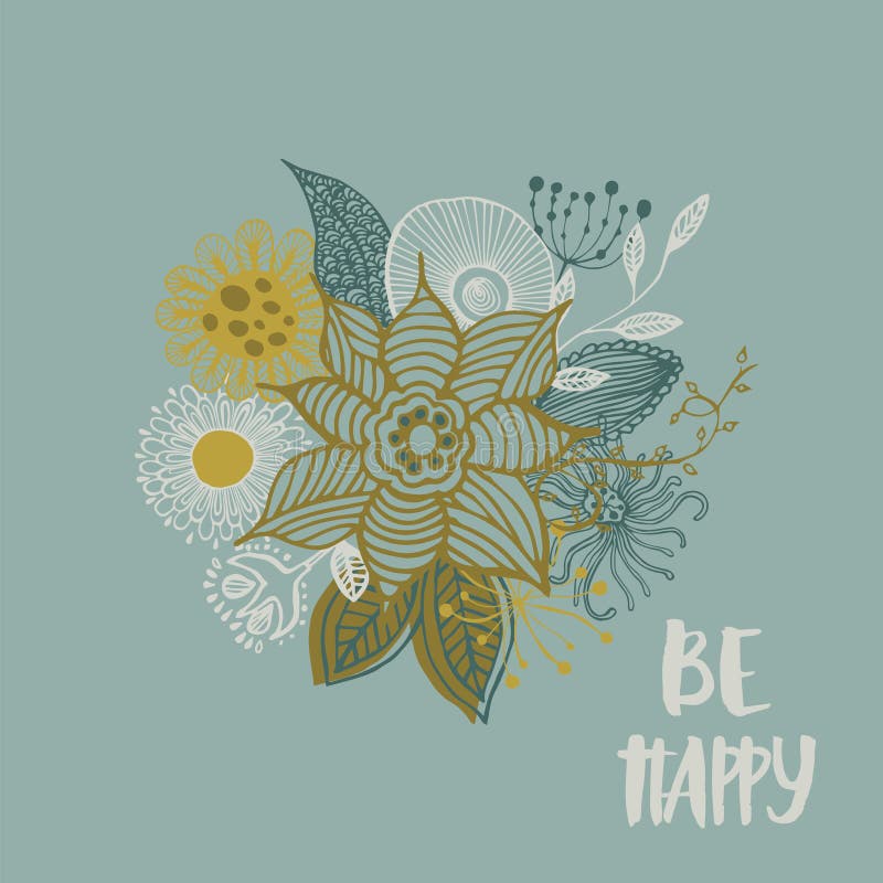 Be Happy card stock vector. Illustration of blooming - 88720409