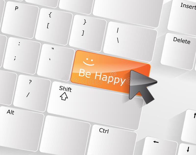 Be Happy Keyboard Concept stock vector. Illustration of laptop - 29206262