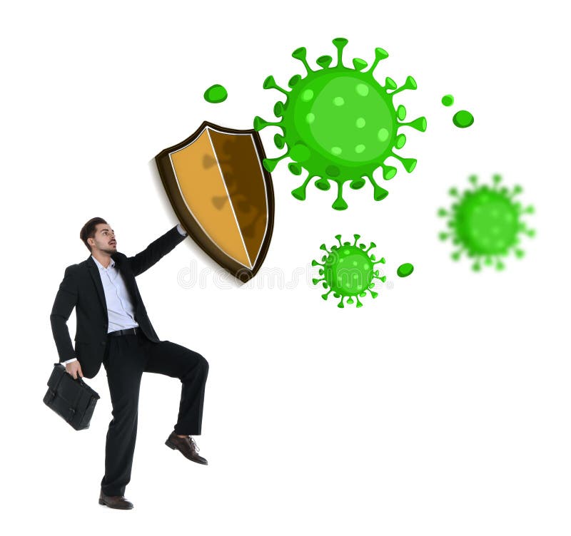 Be Healthy - Boost Your Immunity. Man Blocking Viruses with Shield ...