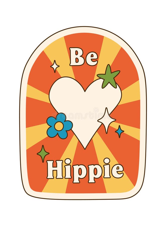 Be Hippie Sticker stock vector. Illustration of vector - 276211300