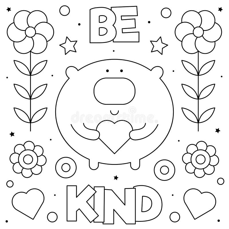 Be Kind. Coloring Page. Black and White Vector Illustration. Stock ...