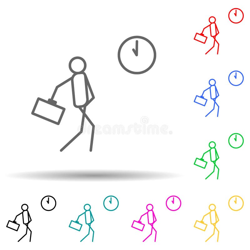 Be Late For Work Outline Multi Color Style Icon Simple Thin Line Outline Vector Of Lazy Icons