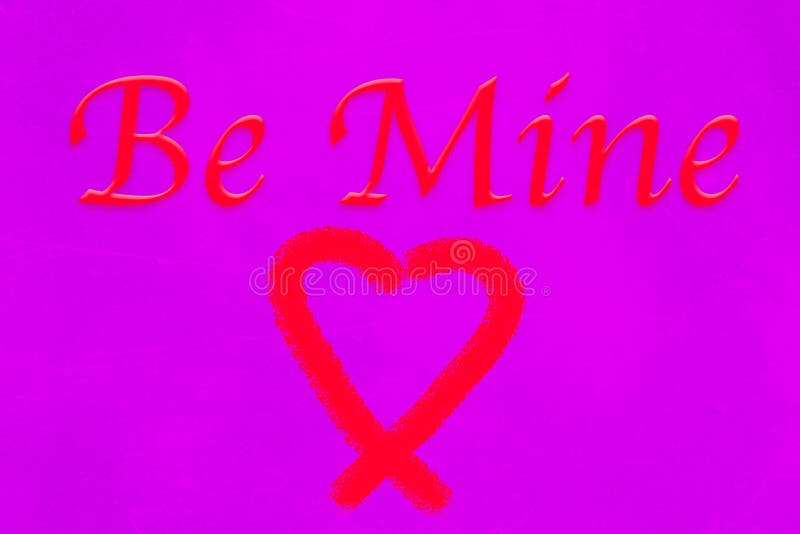 Be Mine Text with Heart on Purple Background Stock Photo - Image of ...