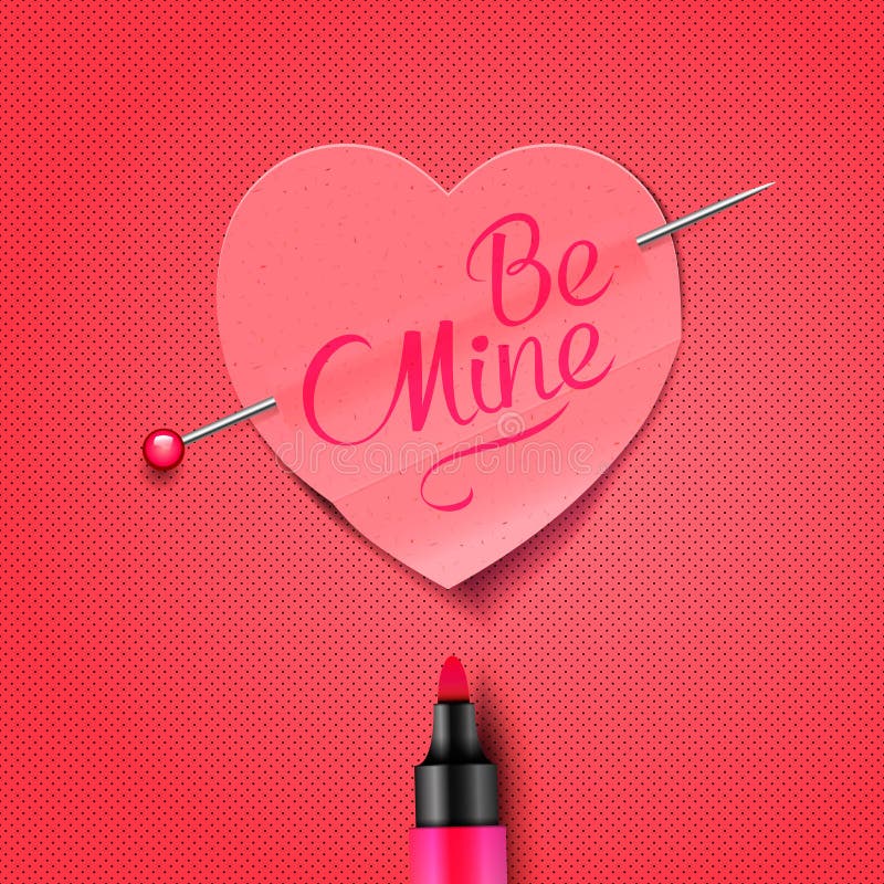 Be Mine - Written on Red Paper Heart Sticker Stock Vector ...