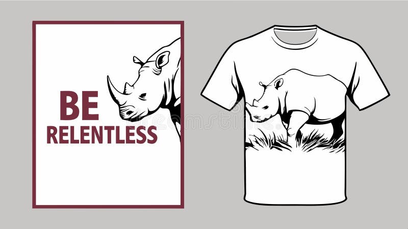 Be Relentless Text with Rhino, Determination and Strength Quote Vector ...
