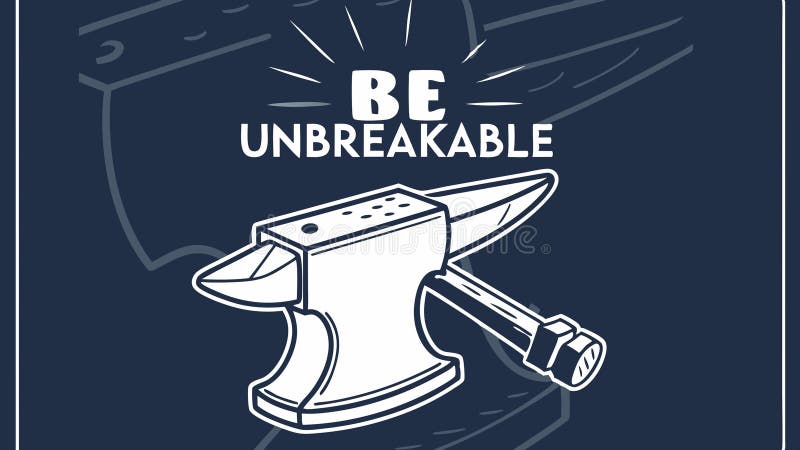 Be Unbreakable Text with Anvil, Strength and Resilience. Vector Design ...