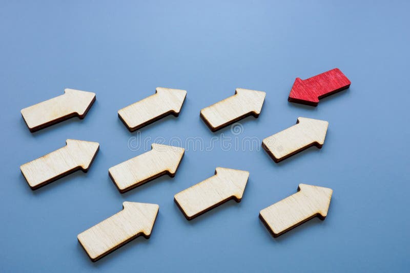 Be Unique, Assertive and Confident Concept. Crowd of Arrows and Red One ...