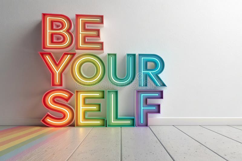 Be Your Self Text with Rainbow 3d Effect - Generated by Ai Stock ...