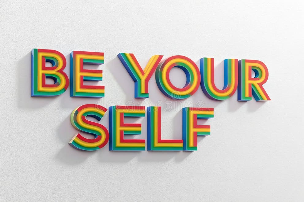 Be Your Self Text with Rainbow 3d Effect - Generated by Ai Stock ...
