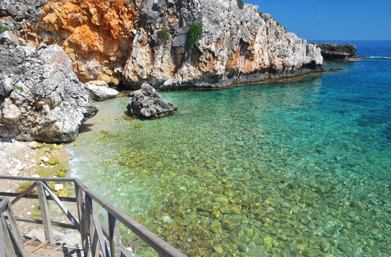 Beach Micro Seitani in Island Samos - Greece Stock Photo - Image of ...