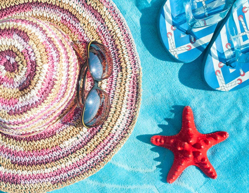 Beach Accessories - Summer Concept Stock Image - Image of flop, brown ...