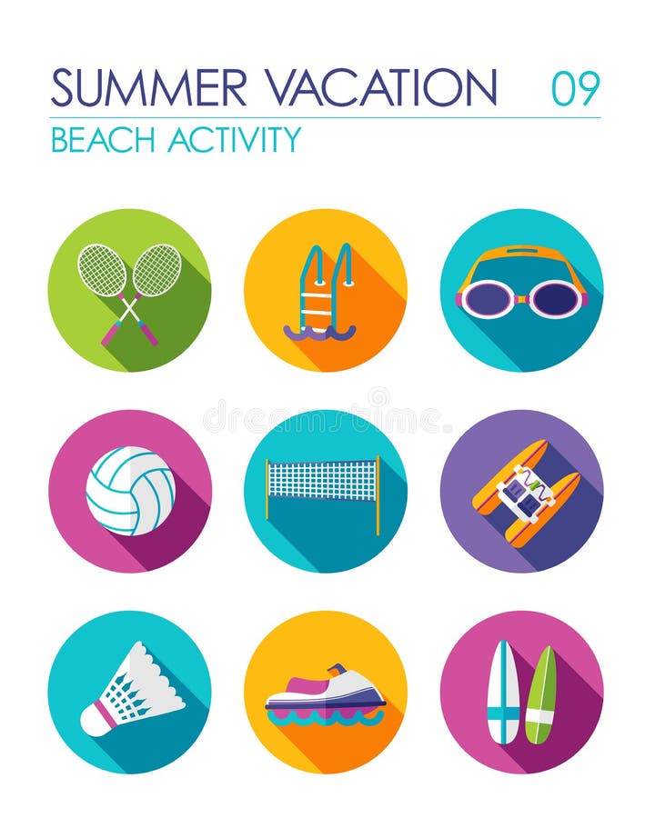 Beach Activity Pin Map Icon Set. Summer. Vacation Stock Illustration ...