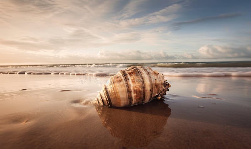 The Beach is Adorned with Majestic Shell, Nestled Amidst the Soothing ...