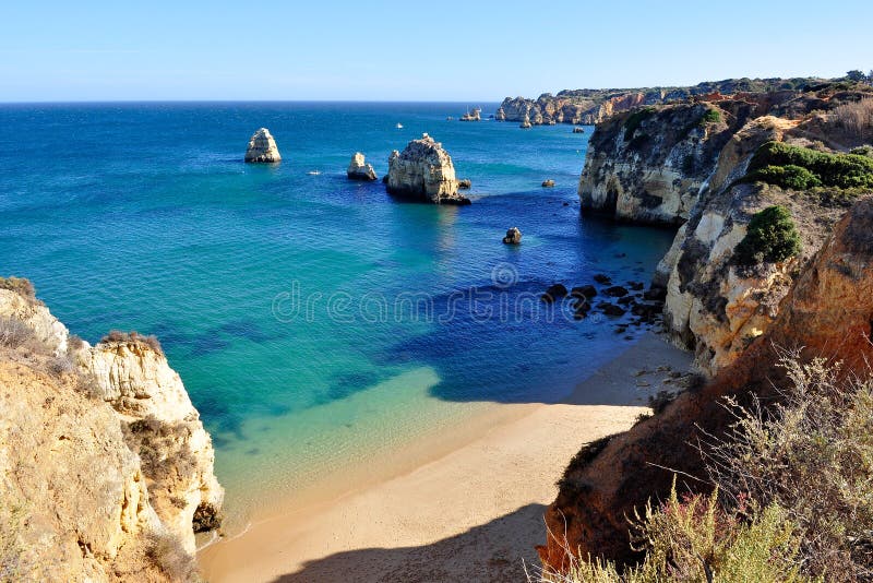 Algarve Beach in the Spring, Portugal Stock Image - Image of dusk ...