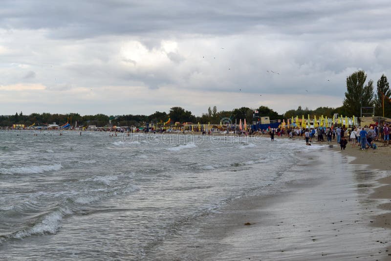 Beach of Anapa in September. Black Sea. Russia. Editorial Image - Image ...