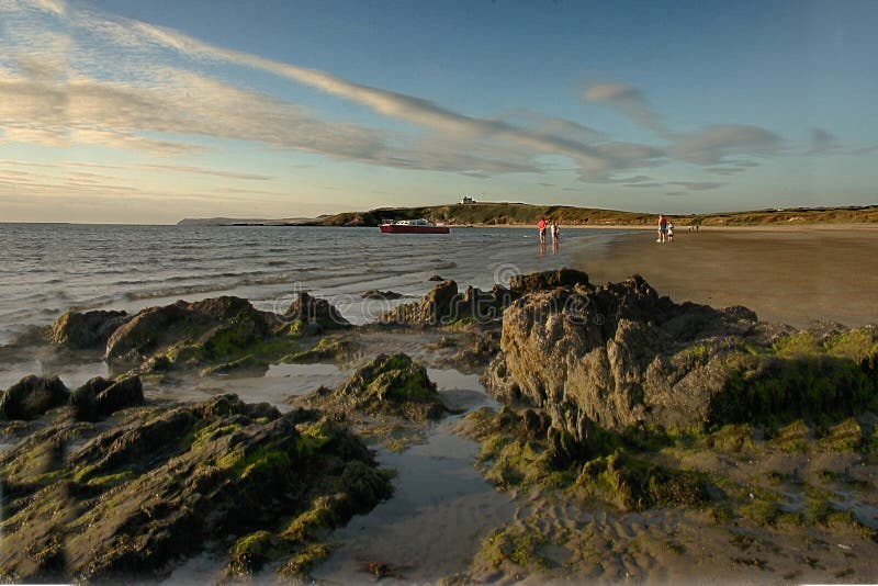 A Beach on Anglesey stock photo. Image of people, landscape - 12304388