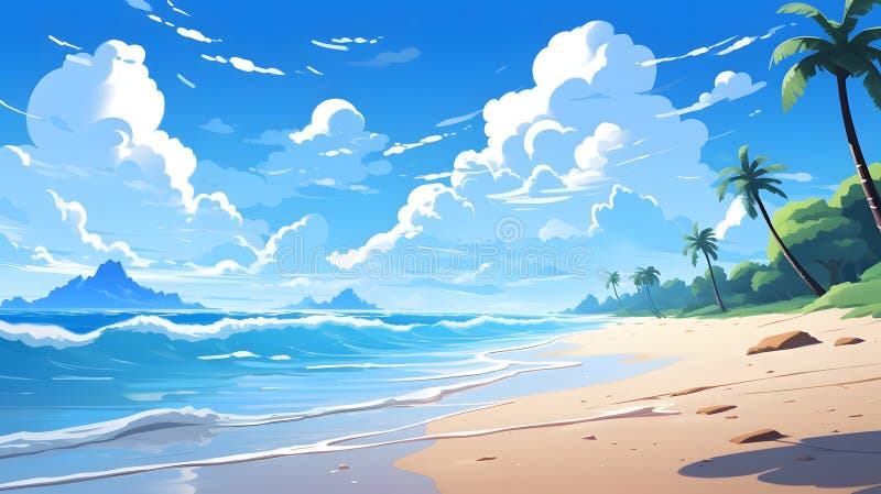 Beach Animation Beach in the the Style of Animation Stock Illustration ...