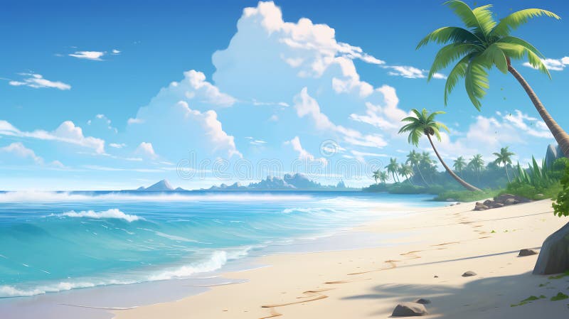 Beach Animation Beach in the the Style of Animation Stock Illustration ...