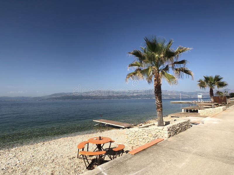 Beach around Supetar stock image. Image of europe, pier - 186204429