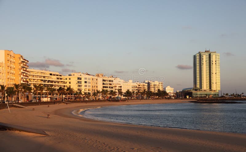 Beach of Arrecife, Lanzarote Stock Image - Image of lanzarote, canary ...