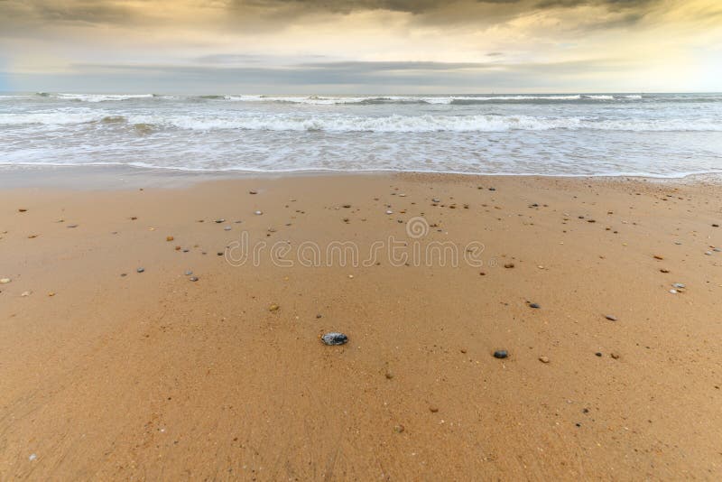 Beach on the Atlantic Ocean in France. Stock Image - Image of pebbles ...