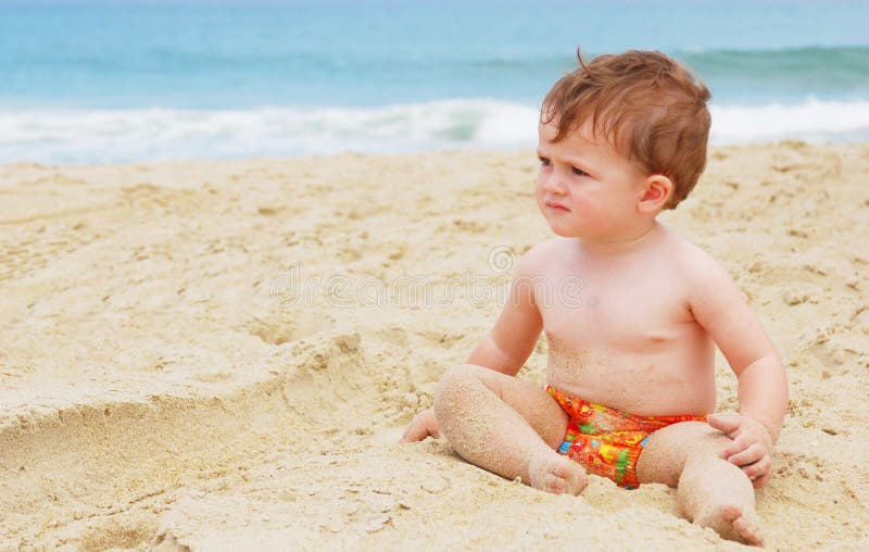 Beach baby stock photo. Image of water, blue, adorable - 9823086