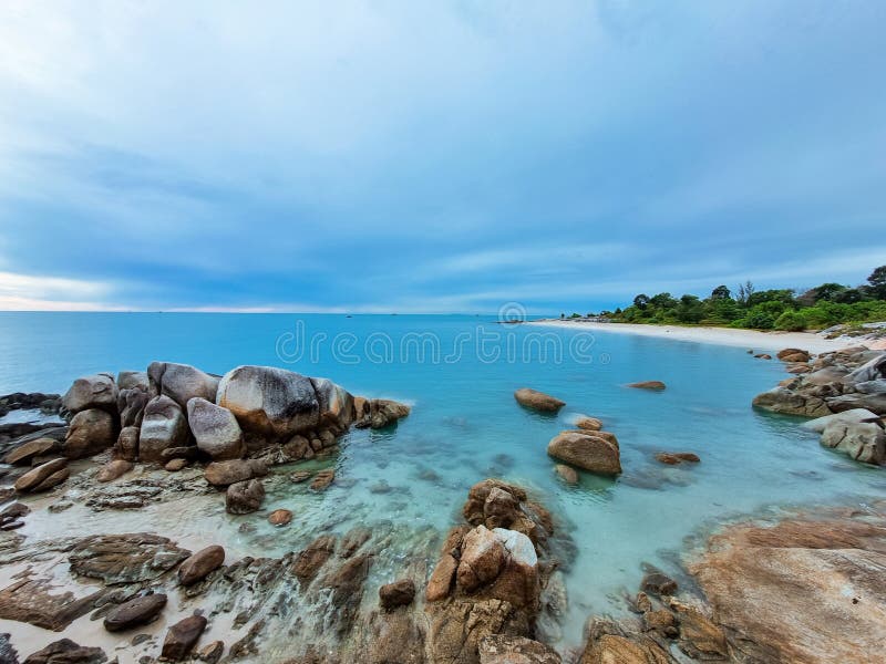 Beach Background with Rocks Stock Image - Image of ocean, belitung ...