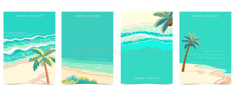 Beach Background with Sea,sand,sky.illustration Vector for A4 Page ...