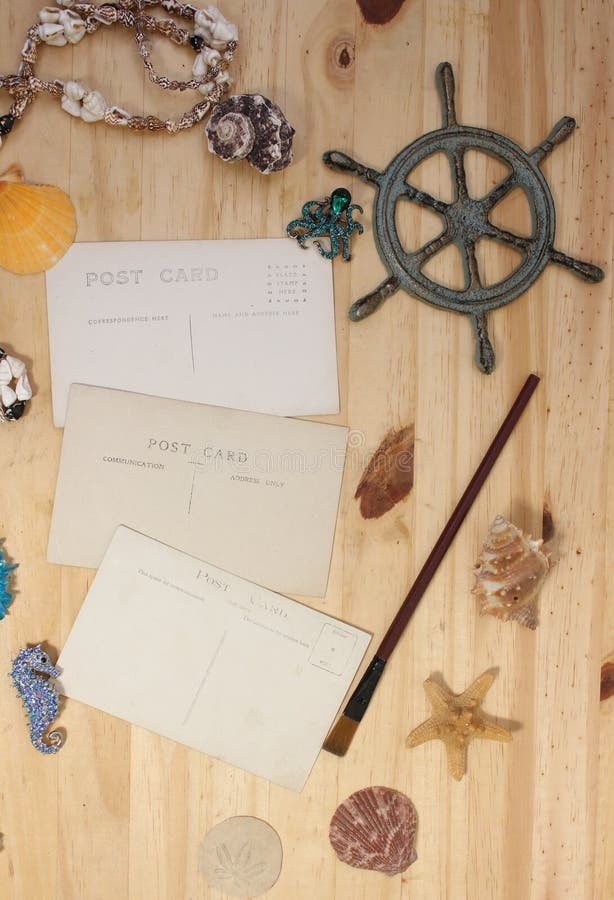 Beach Background Vintage Post Cards Shells Stock Photos - Free ...